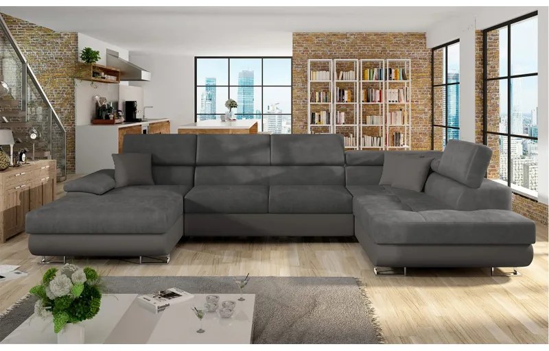 Sedací souprava Alvin Bis, Potah: Barva: ekokůže Soft 029 + Uttario Velvet 2971 + ekokůže Soft 029, Strana: Pravá - U