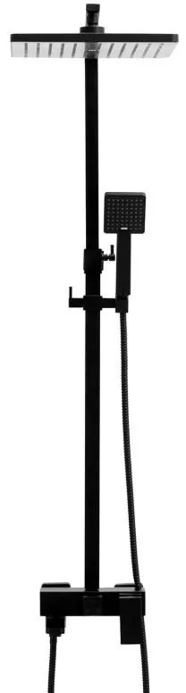 Erga Cube, sprchová souprava s pákovou baterií, vanovou výlevkou a dešťovou hlavicí 30x30cm, černá matná, ERG-YKA-BP.CUBE-30-BLK