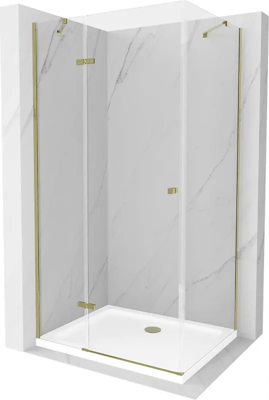 Mexen Roma sprchový kout 110 x 80 cm, 6mm sklo, zlatý profil-čiré sklo + slim sprchová vanička 5cm, 854-110-080-50-00-4010