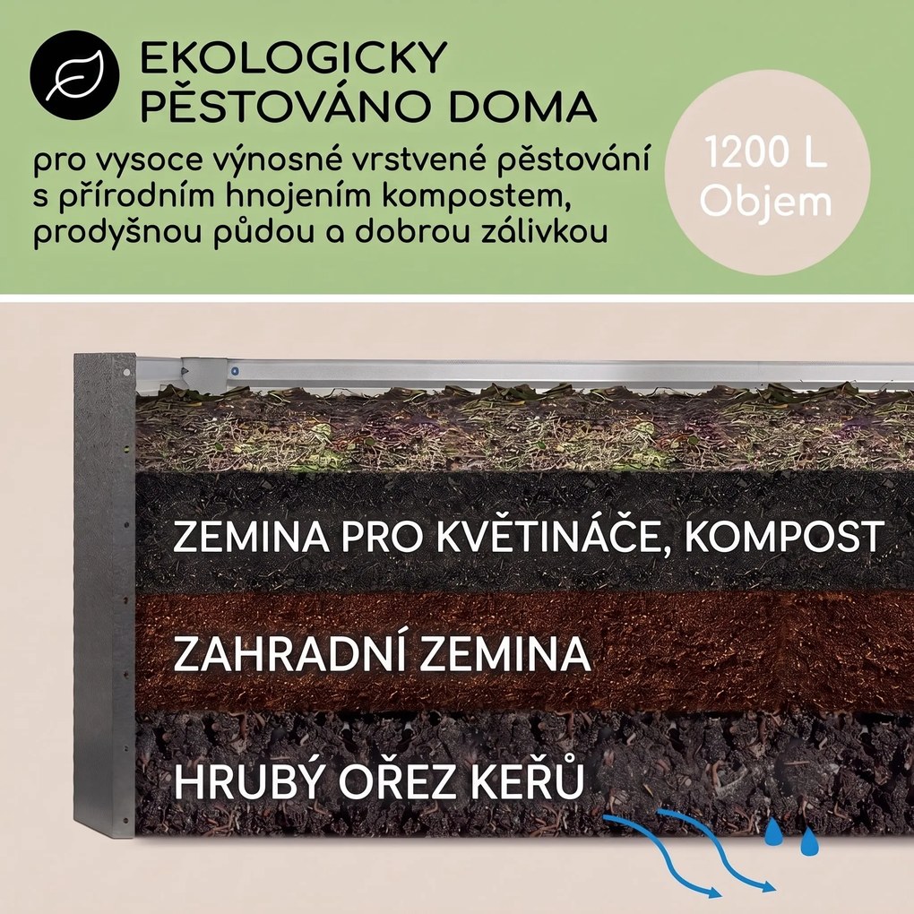 Blumfeldt High Grow Straight vyvýšený záhon 200x60x100 cm 1200 l ocelový