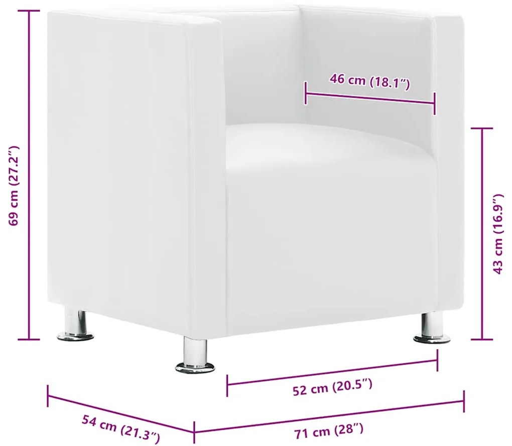 vidaXL Marketos Hranaté křeslo bílé umělá kůže
