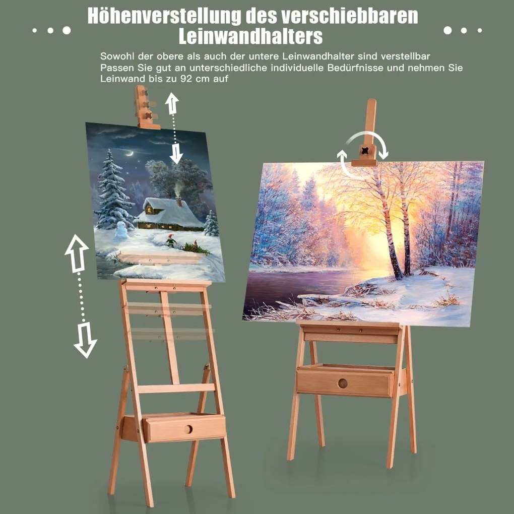 Costway Podlahový stojan Artist se zásuvkou z bukového dřeva stojan