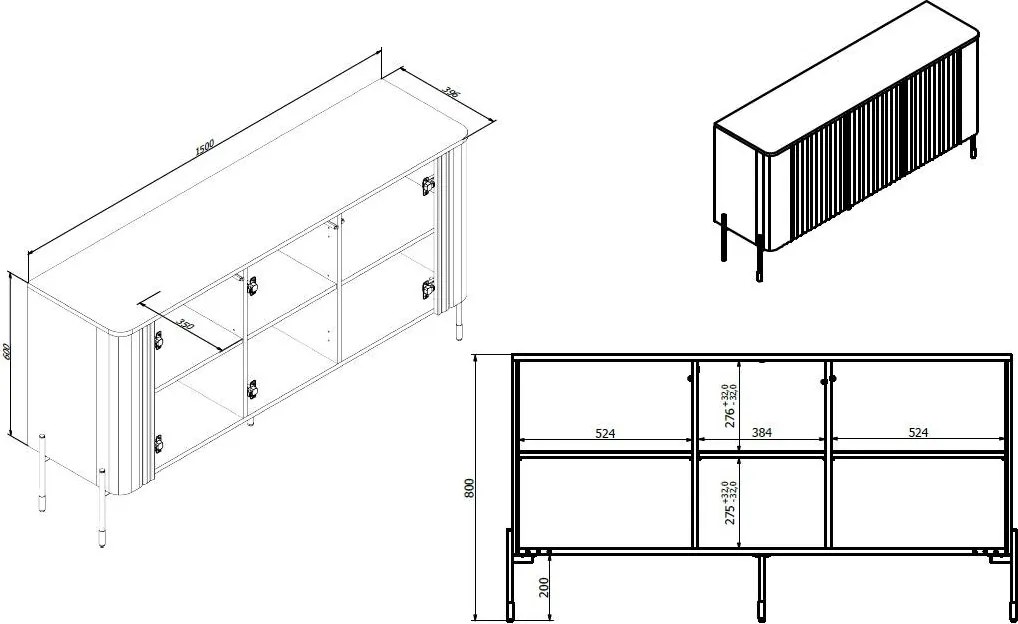 Komoda Vera 150 cm kašmírová