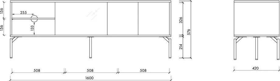 Černý TV stolek 160x60x42 cm Met – noo.ma