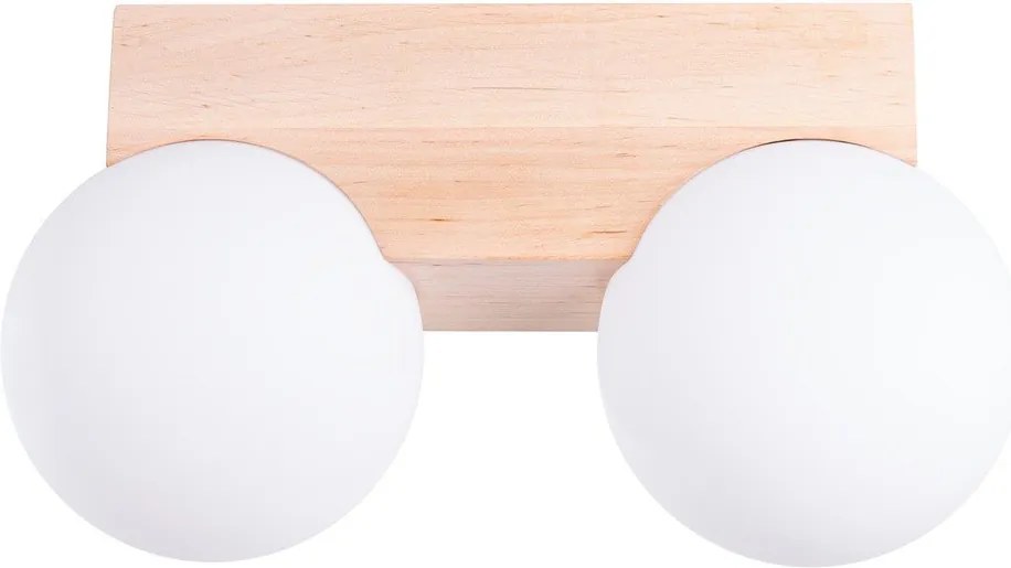Bílé/v přírodní barvě stropní svítidlo z masivního dřeva se skleněným stínidlem ø 12 cm Solum – Sollux