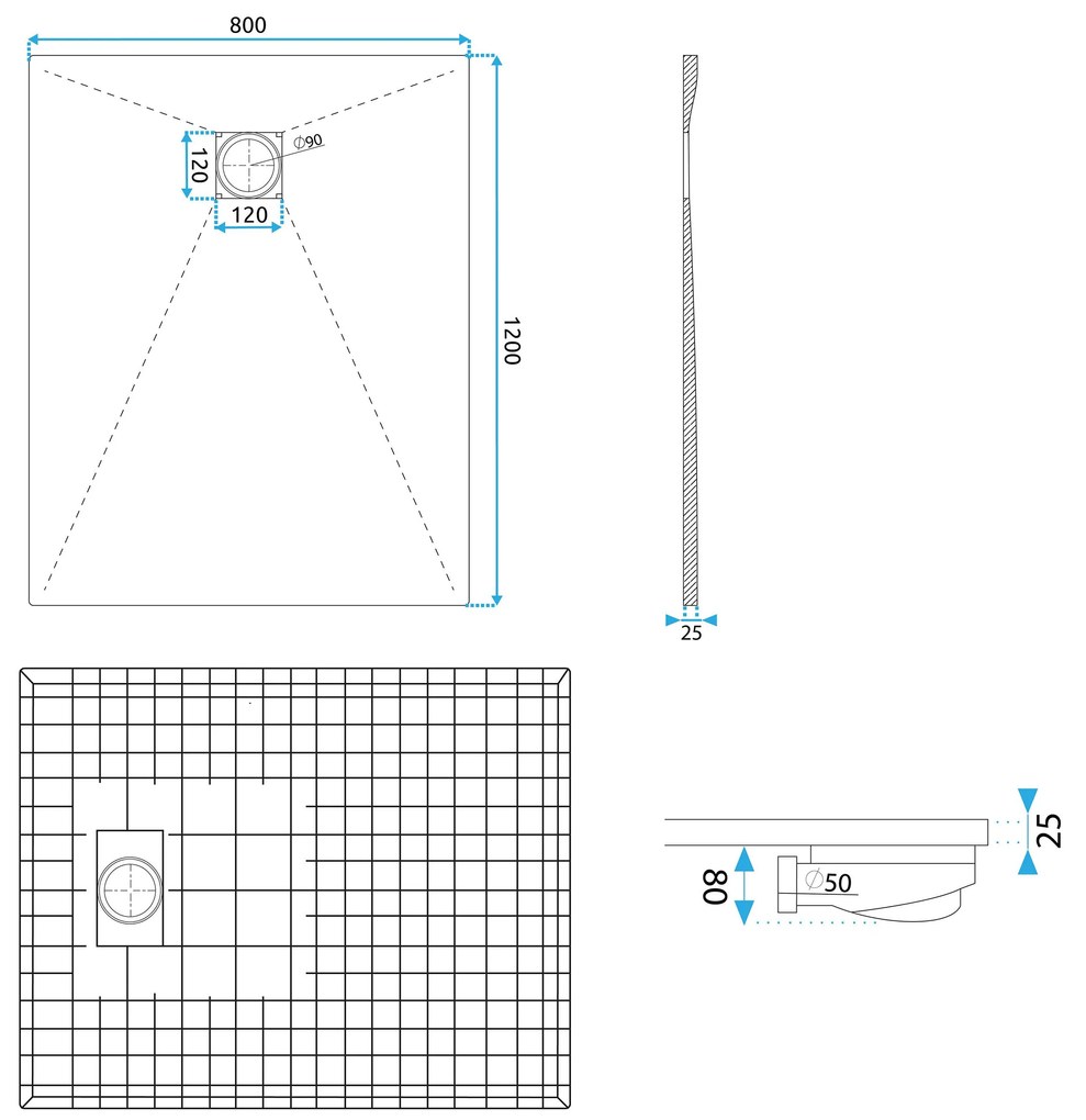 Rea Magnum White, SMC sprchová vanička 120x80x2, 5 cm, bílá, REA-K3336