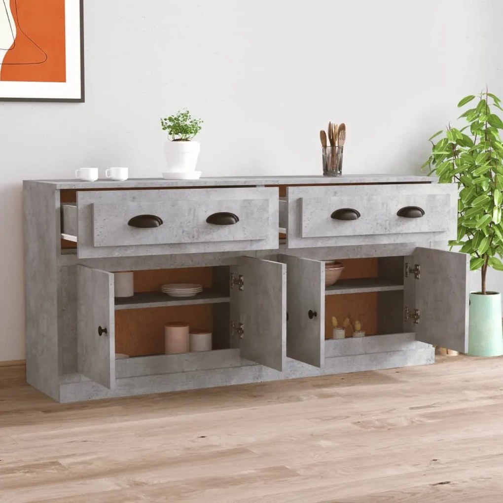 Příborníky 2 ks betonově šedé kompozitní dřevo 3185267
