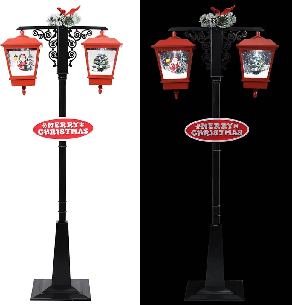 Vánoční pouliční lampa se Santou černo-červená 81x40x188 cm PVC 289926