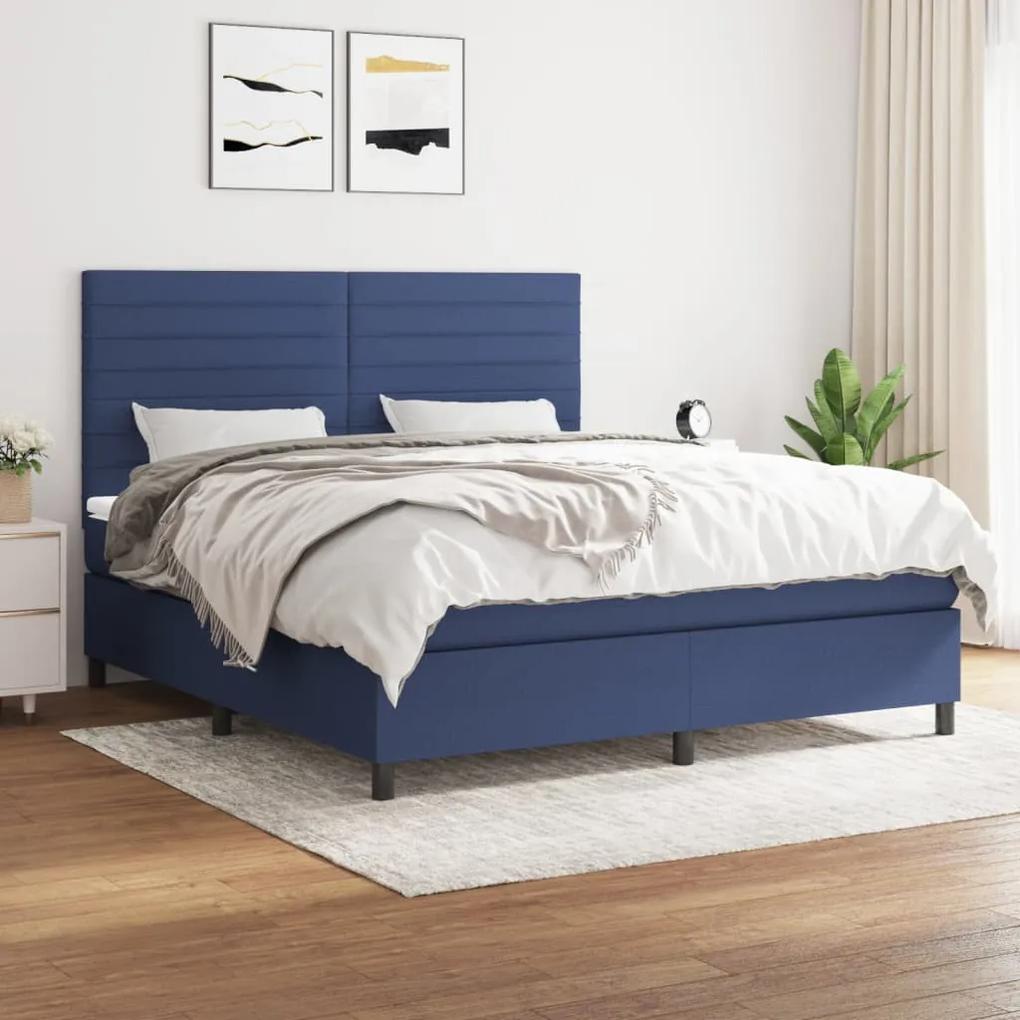 Box spring postel s matrací modrá 160x200 cm textil,  3141871