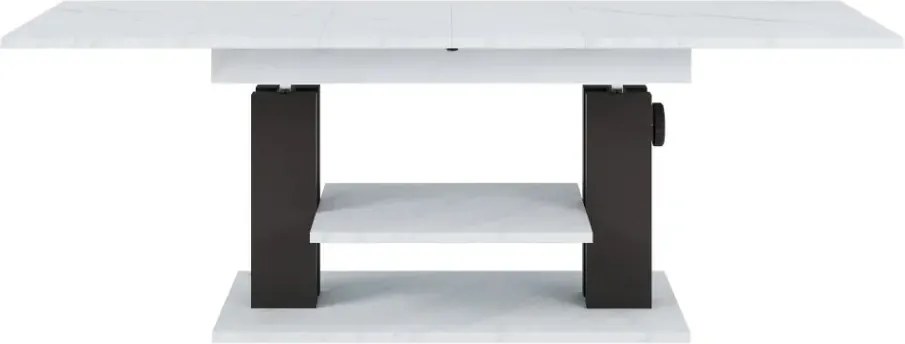 Výškově nastavitelný rozkládací konferenční stolek Moduvo 120/170 cm mramor/černý