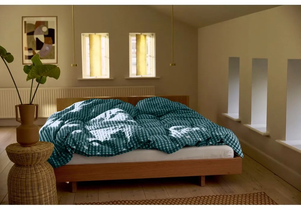 Zelené/modré krepové povlečení na jednolůžko/prodloužené 150x210 cm Bæk&Bølge – JUNA