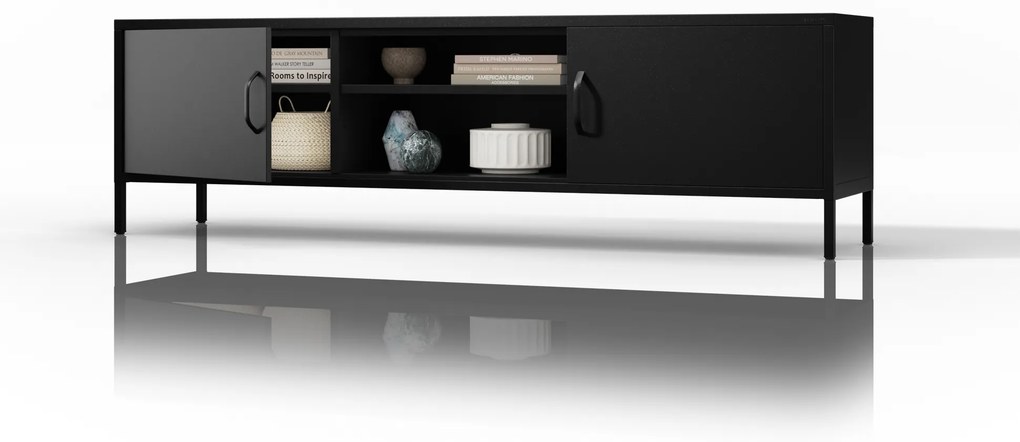 TV stolek kovový široký XL na nožkách, černá, 1700x400x500 mm: ROSARIA