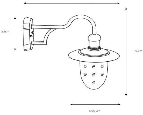Lucide 11871/01/30 - Venkovní nástěnné svítidlo ARUBA 1xE27/60W/230V IP44