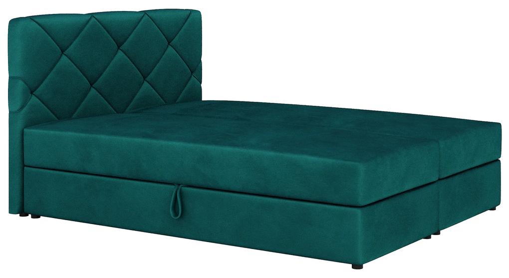 Kontinentální postel 140x200 cm Karum Comfort (tmavě zelená) (s roštem a matrací). 1056023