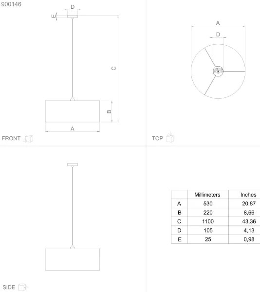Eglo 900146 - Lustr na lanku ZARAGOZA 1xE27/40W/230V pr. 53 cm