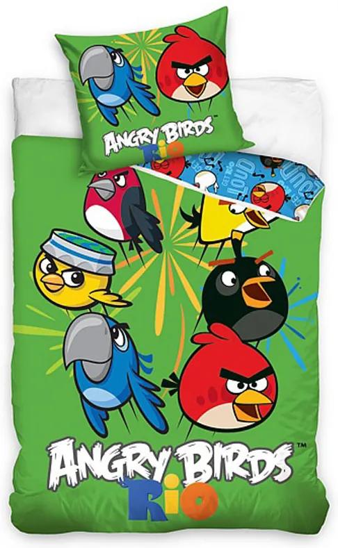 Carbotex Povlečení Angry Birds Rio zelená bavlna 140/200, 70/80cm