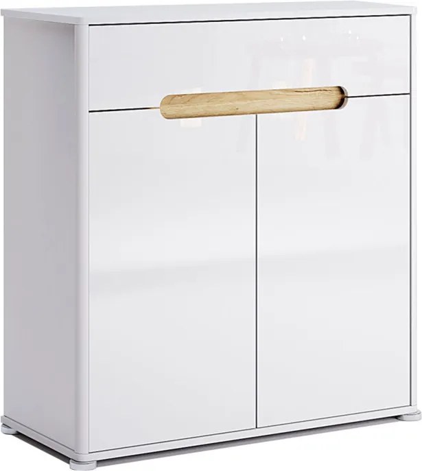 Komoda 2D 1Š, bílý lesk Stella
