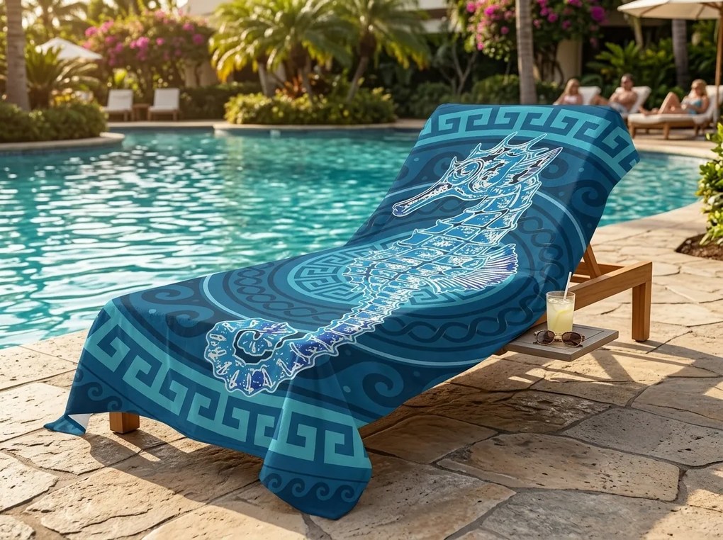 Rychleschnoucí XXL plážová osuška HIPPORA modrá 150 x 210 cm, 100% mikrovlákno