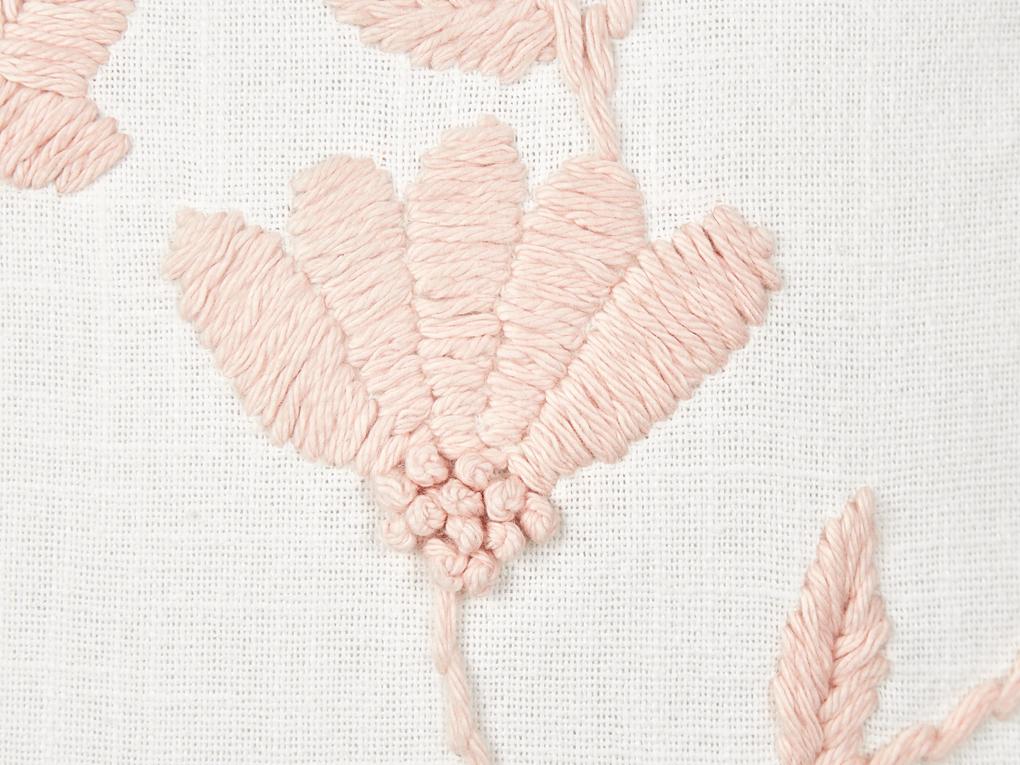 Sada 2 vyšívaných bavlněných polštářů s květinovým vzorem 45 x 45 cm bílé/růžové LUDISIA Beliani
