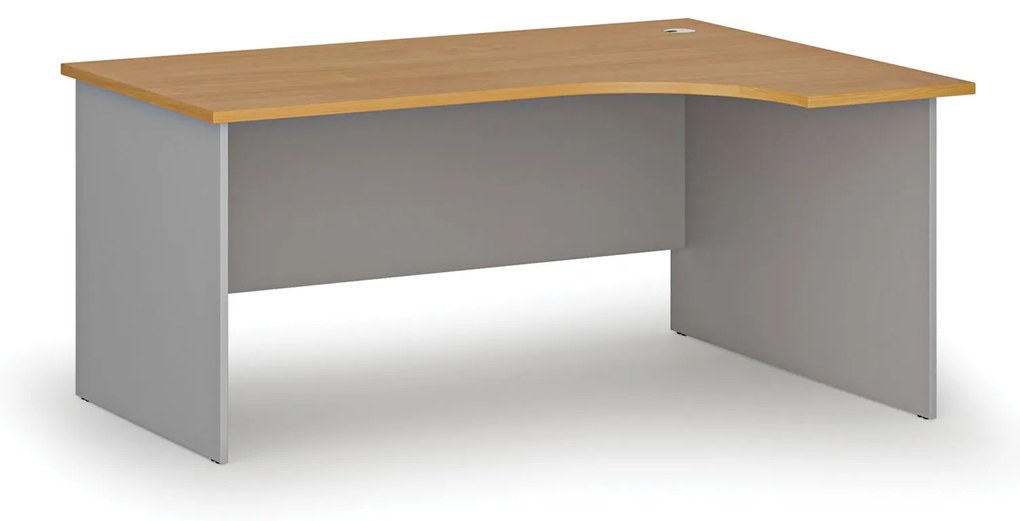 Rohový kancelářský psací stůl PRIMO GRAY, 160x120 cm, pravý, šedá/buk