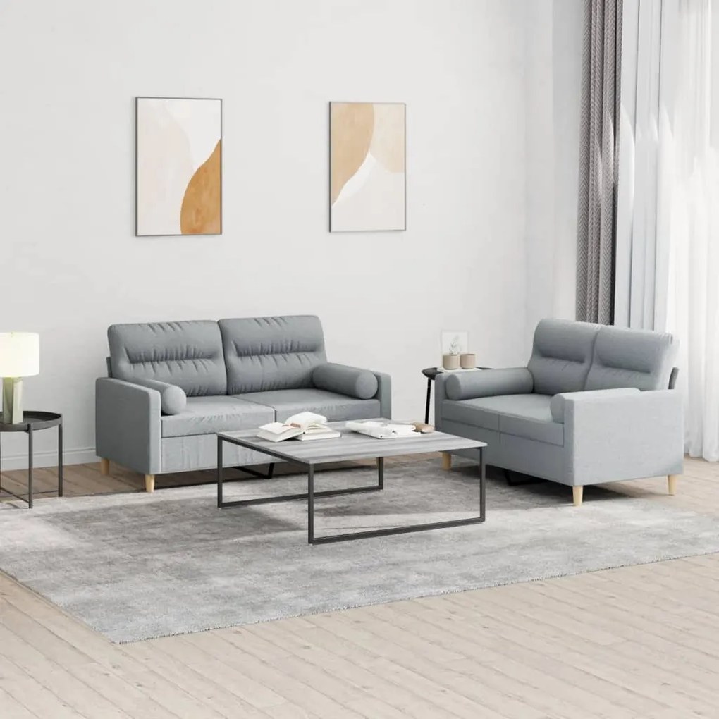3Dílná Sedací Souprava S Polštáři Textil - Taupe / s poduškami