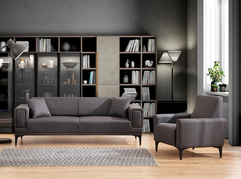 Atelier del Sofa 1-místná pohovka - křeslo Horizon - Dark Grey, Tmavá Šedá