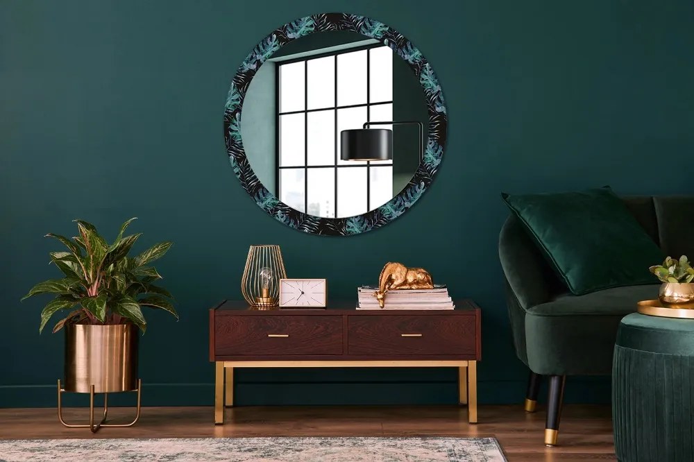 Kulaté dekorativní zrcadlo Exotické listy fi 90 cm