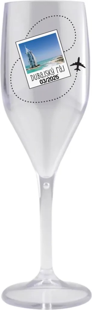 Vlastní text na cestovatelskou prosecco sklenici