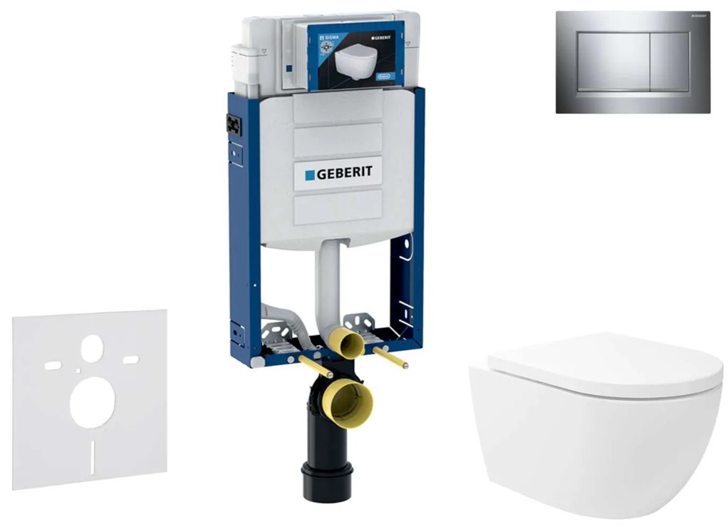 Geberit Kombifix - Set předstěnové instalace, klozetu Oudee Vortex a sedátka softclose, tlačítko Sigma20, chrom SANI15CA1131