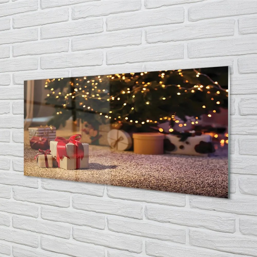 Obraz na skle Dary vánoční strom 120x60 cm