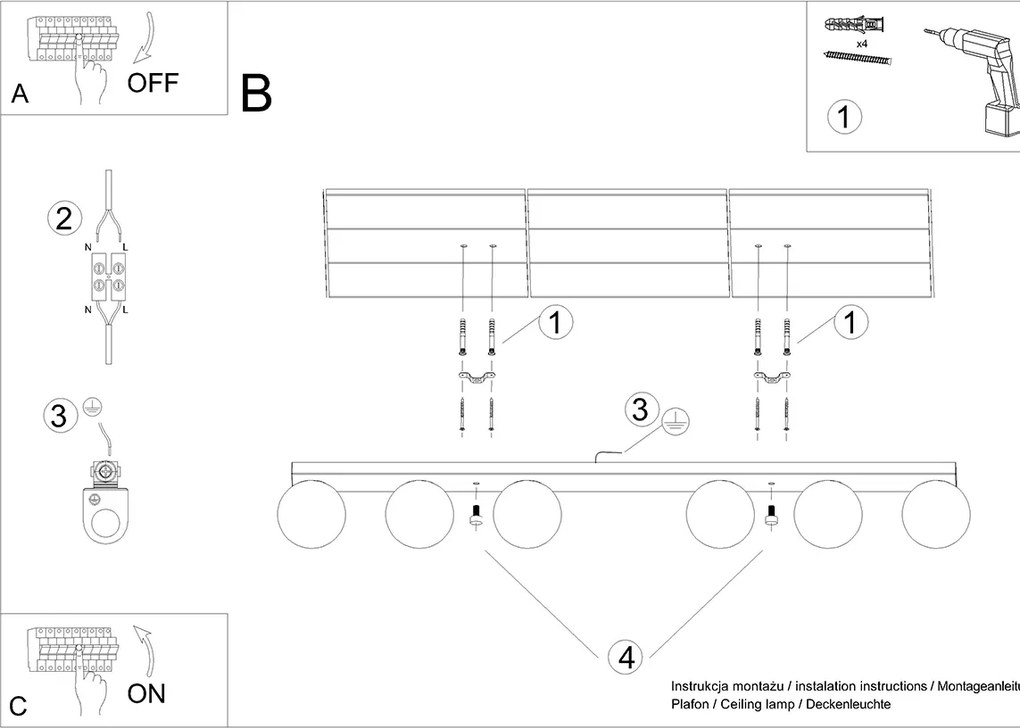 Sollux Lighting Stropní svítidlo YOLI 6 bílé