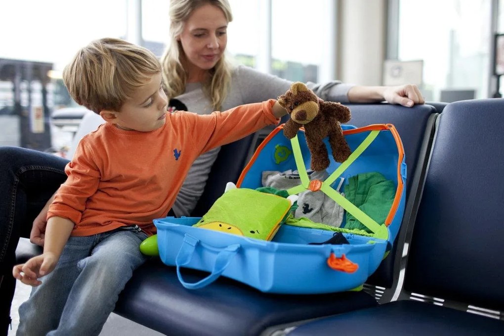 Trunki Dětský cestovní kufr odrážedlo zvířátka modrá