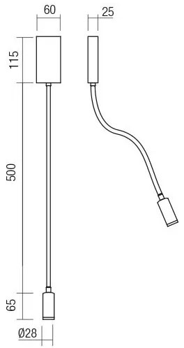 Redo 01-4475 - LED Flexibilní lampička WALLIE LED/3W/230V USB CRI 90 bronzová