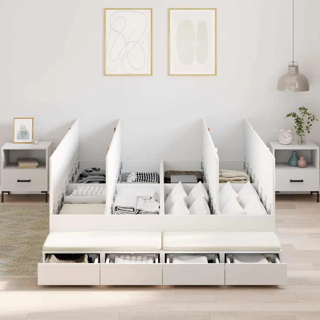 Rám postele s úložným prostorem Bílá 140 cm Kompozitní dřevo 3335693
