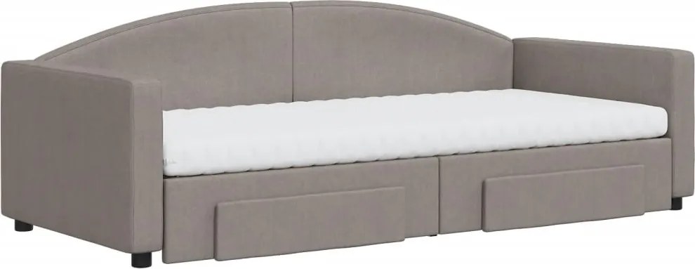 Válenda s přistýlkou a zásuvkami taupe 90 x 200 cm textil 3197245