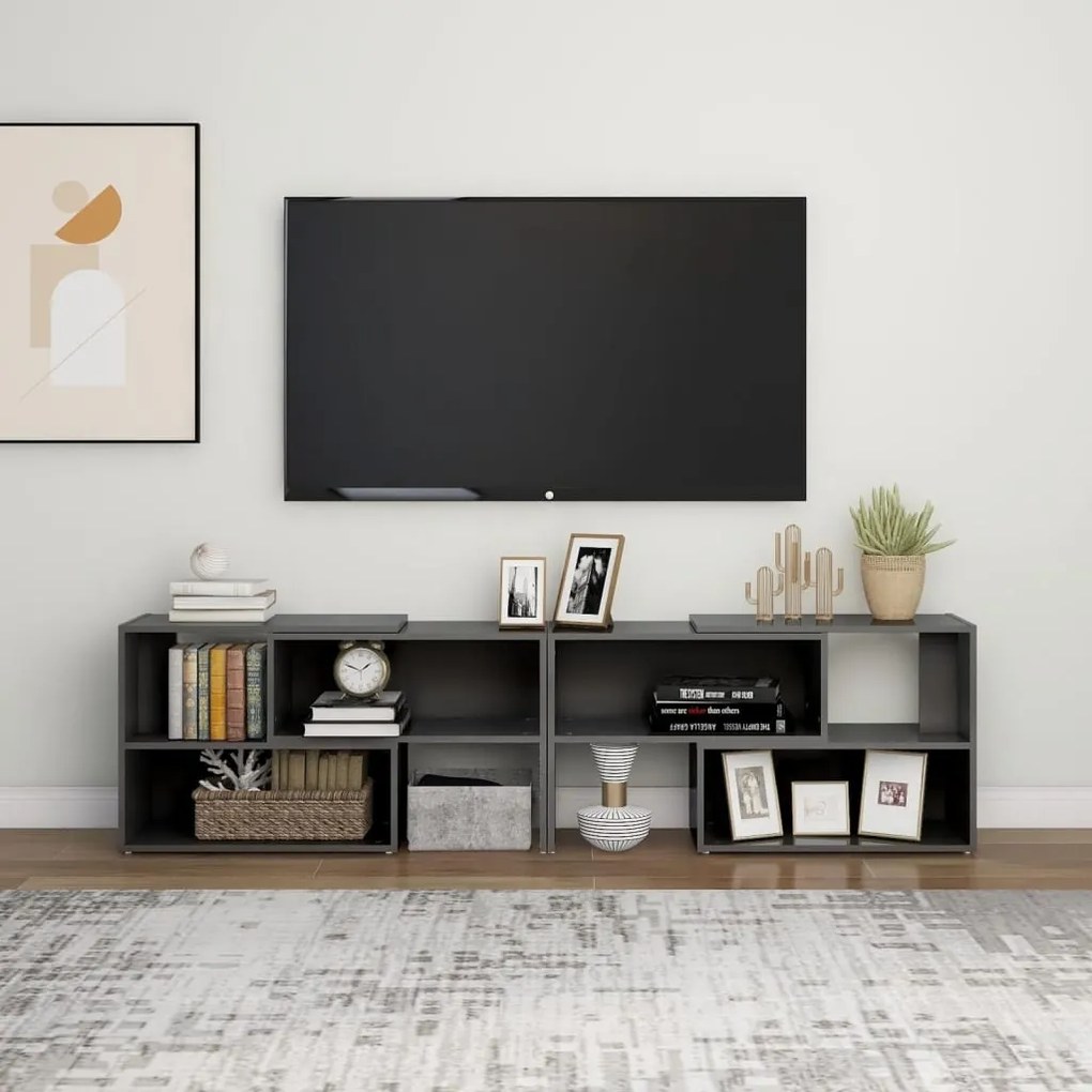 vidaXL Marketos TV skříňka šedá s vysokým leskem 149x30x52 cm kompozitní dřevo