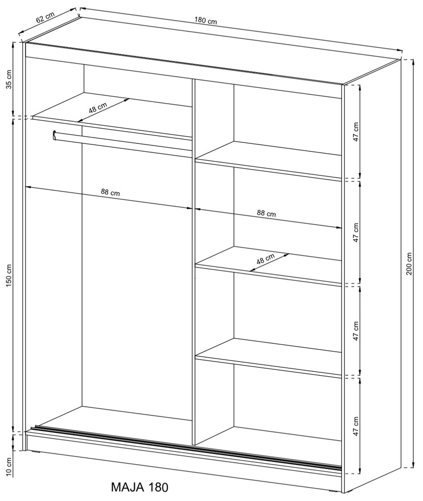 Piaski Šatní skříň MAJA VI 180 Barva: bílá