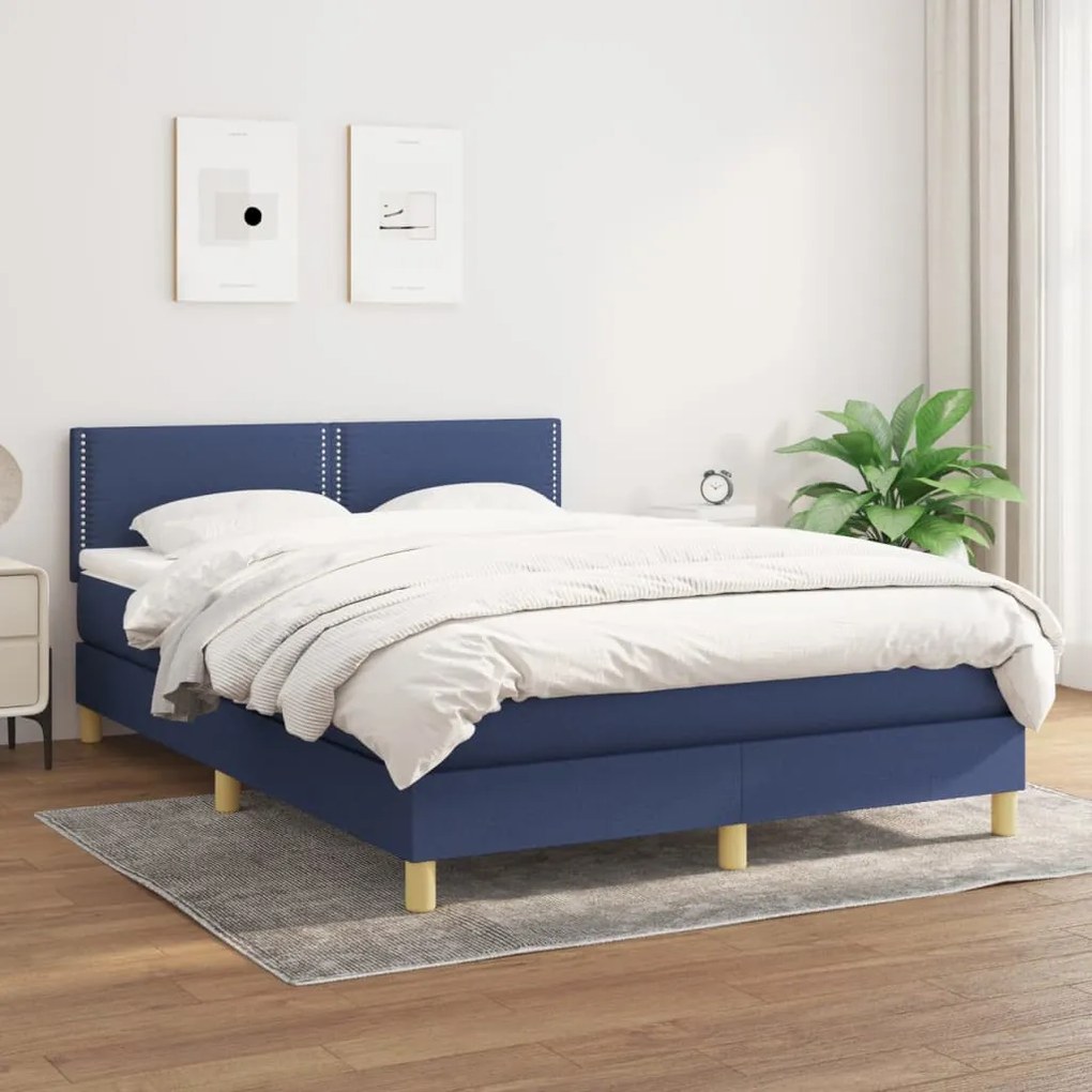 Box spring postel s matrací modrá 140x190 cm textil,  3140535