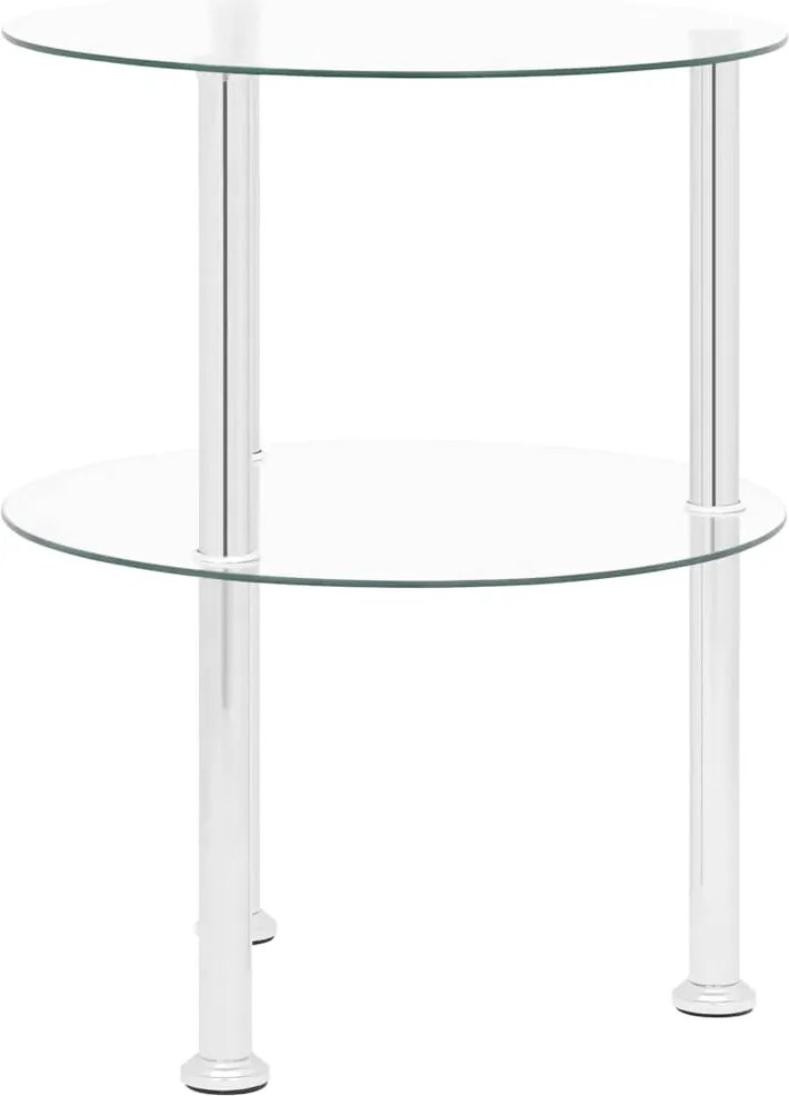 2patrový odkládací stolek průhledný 38 cm tvrzené sklo 322787