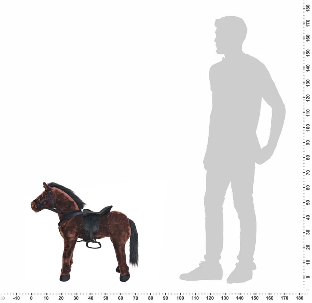 vidaXL Stojící plyšová hračka kůň tmavě hnědý XXL