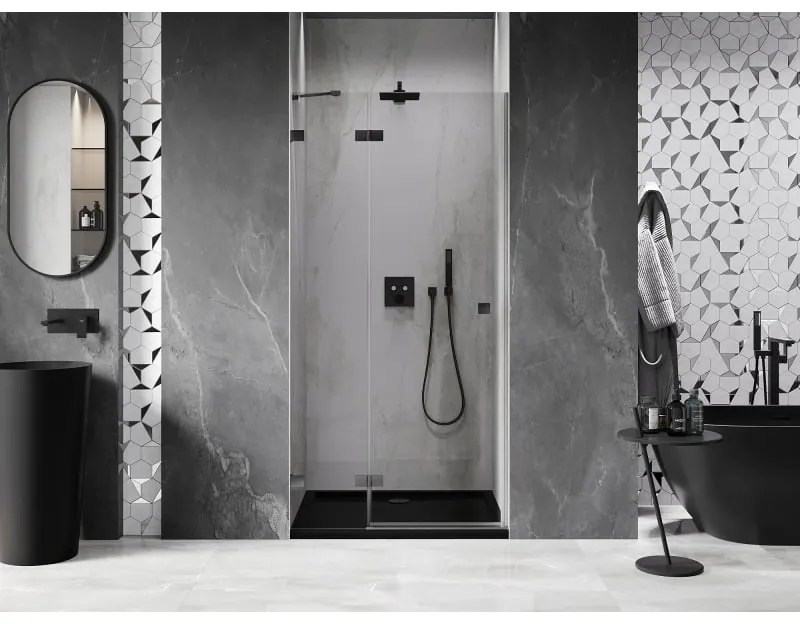 Mexen, Mexen Lunar levé otočné sprchové dveře 75 cm, průhledné, pistolově šedé kartáčované - 834-075-000-66-00-L