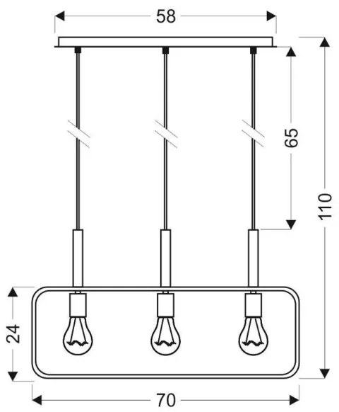 Lustr na lanku FRAME 3xE27/60W/230V černá