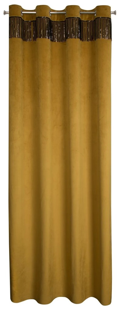 ZATEMŇOVACÍ ZÁVĚS NA KROUŽCÍCH JASPIS 140X250 CM ZLATÁ