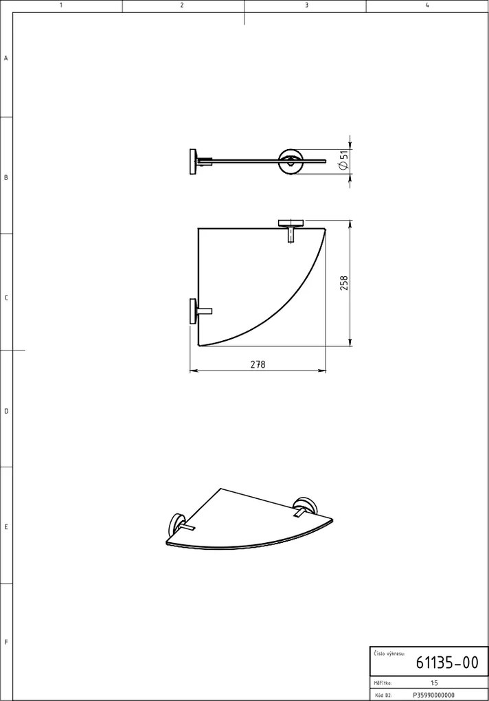 Novaservis - Rohová polička Metalia 11 chrom, 0135,0