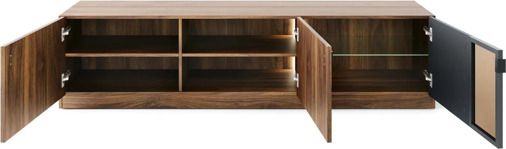 TV stolek s LED osvětlením Radium 25 180 cm ořech Columbia/černý