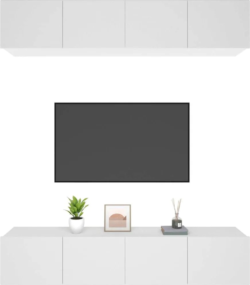 TV skříňky 4 ks bílé 80 x 30 x 30 cm kompozitní dřevo 3114182