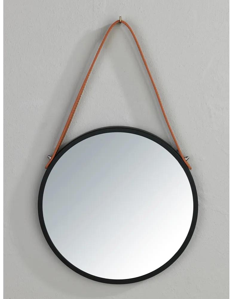 Černé závěsné zrcadlo Wenko Borrone, ø 30 cm