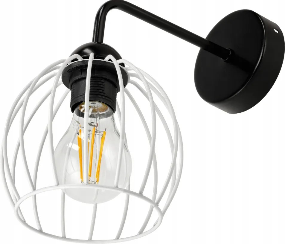 Černá LED nástěnná lampa LOFT edison + bílé stínidlo 1xe27