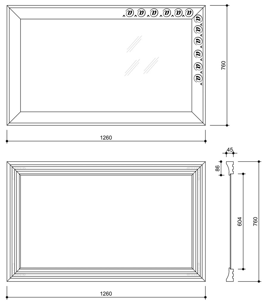 Sapho MANTILA zrcadlo v dřevěném rámu 760x1260mm, antik - NL740