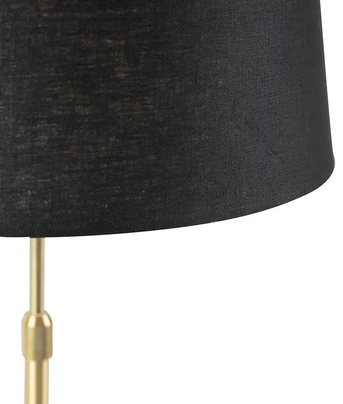 Stolní lampa zlatá / mosazná s odstínem černého lnu 35 cm - Parte